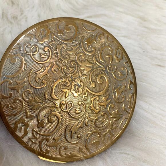 Bags | Antique Filigreed Brass Vintage Compact Hinged Makeup Case ...